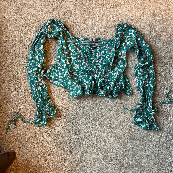 Pink Lily | Tops | Long Sleeve Crop Top | Poshmark